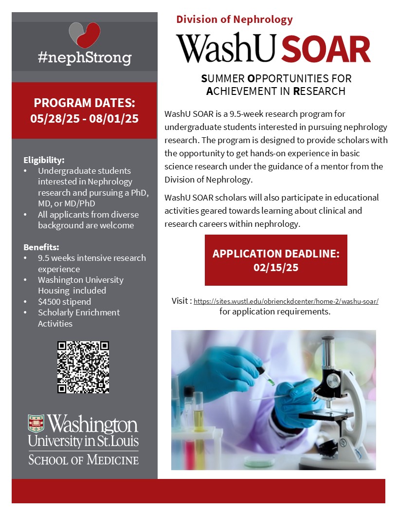Apply Now for the 2025 WashU Nephrology Summer Intern Research “SOAR ...
